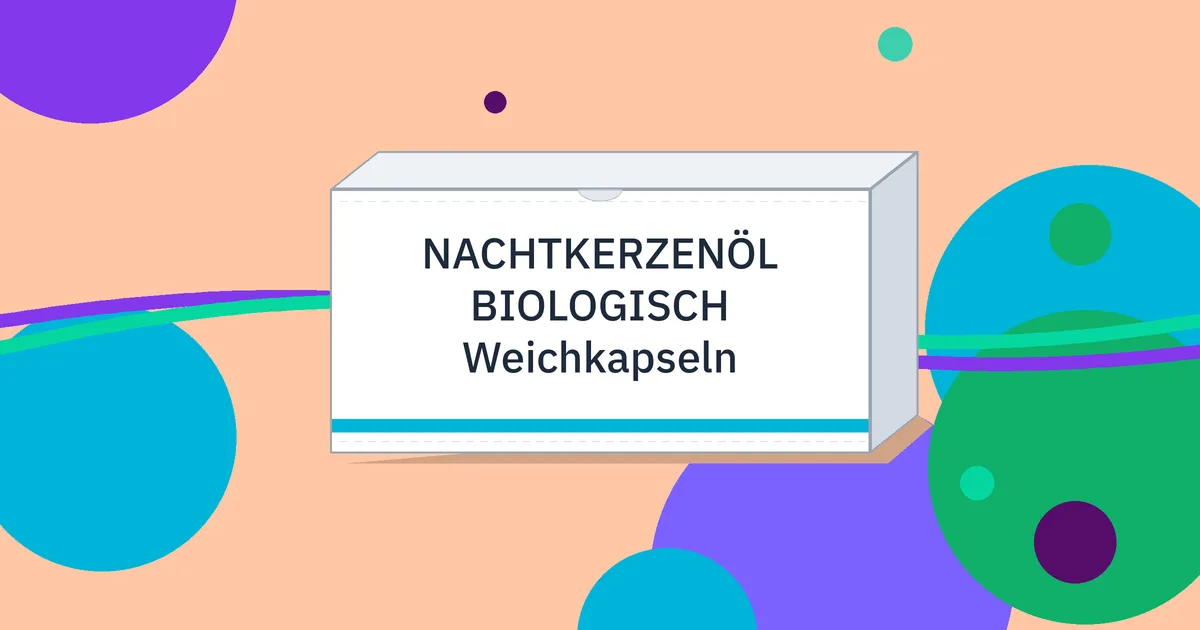 Symbolbild: Packung mit der Aufschrift NACHTKERZENÖL BIOLOGISCH Weichkapseln (PZN 17966327) – Verfügbarkeit und Bezug in Apotheken in Frankfurt am Main