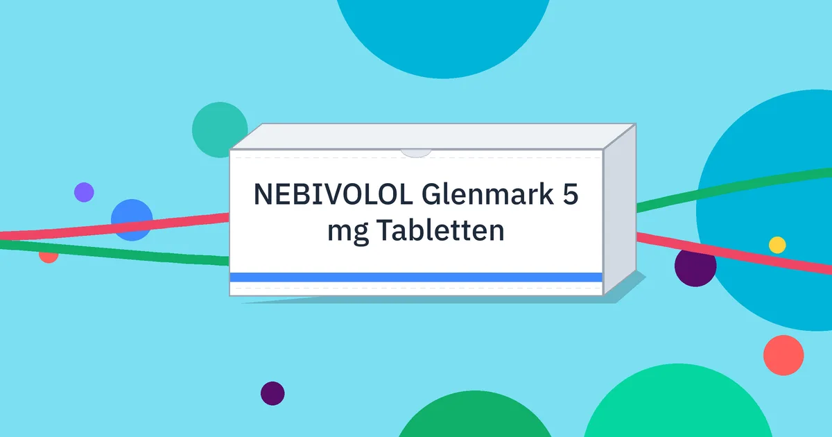 Symbolbild: Packung mit der Aufschrift NEBIVOLOL Glenmark 5 mg Tabletten (PZN 09098360) – Verfügbarkeit und Bezug in Apotheken in Frankfurt am Main