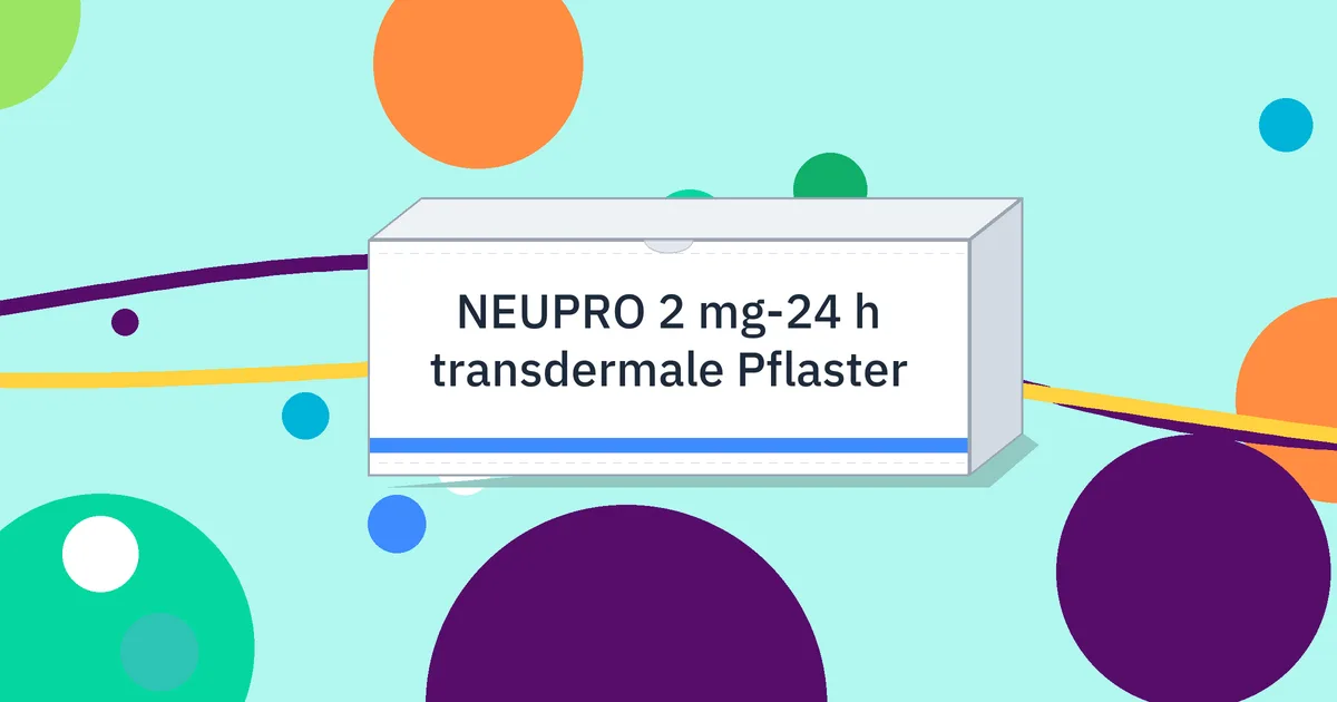 Symbolbild: Packung mit der Aufschrift NEUPRO 2 mg-24 h transdermale Pflaster (PZN 10420039) – Verfügbarkeit und Bezug in Apotheken in Frankfurt am Main