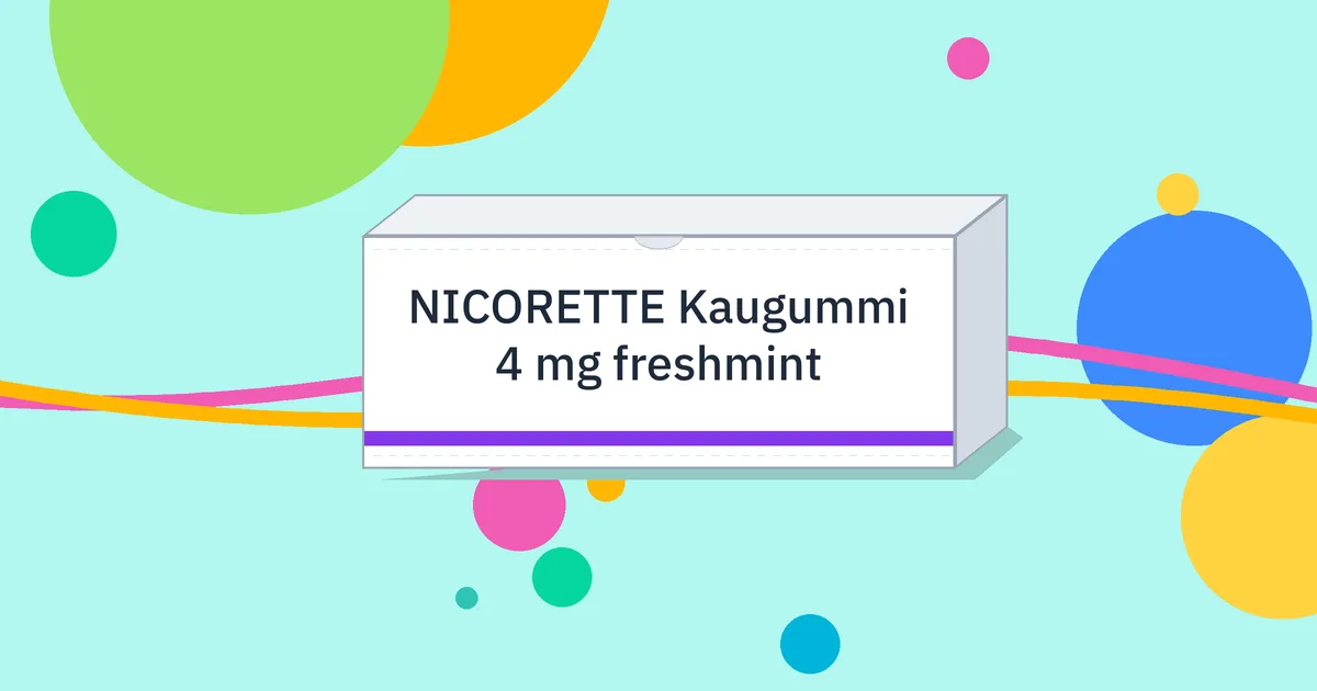 Symbolbild: Packung mit der Aufschrift NICORETTE Kaugummi 4 mg freshmint (PZN 03643448) – Verfügbarkeit und Bezug in Apotheken in Frankfurt am Main