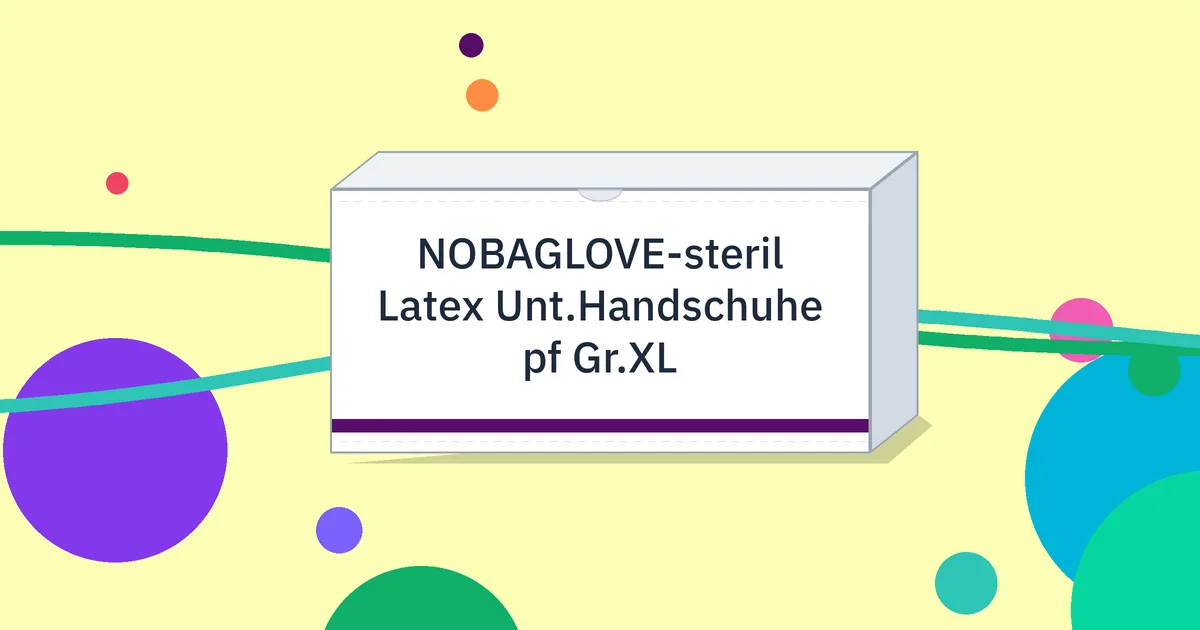 Symbolbild: Packung mit der Aufschrift NOBAGLOVE-steril Latex Unt.Handschuhe pf Gr.XL (PZN 00036541) – Verfügbarkeit und Bezug in Apotheken in Frankfurt am Main