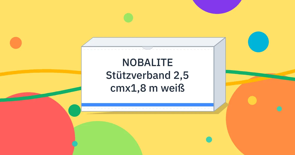 Symbolbild: Packung mit der Aufschrift NOBALITE Stützverband 2,5 cmx1,8 m weiß (PZN 04083810) – Verfügbarkeit und Bezug in Apotheken in Frankfurt am Main