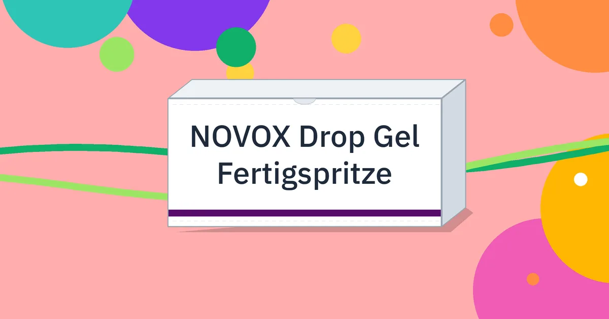 Symbolbild: Packung mit der Aufschrift NOVOX Drop Gel Fertigspritze (PZN 18650454) – Verfügbarkeit und Bezug in Apotheken in Frankfurt am Main