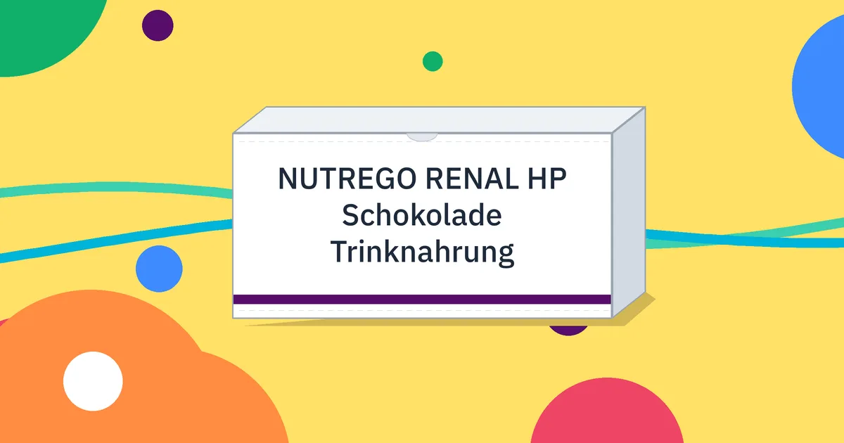 Symbolbild: Packung mit der Aufschrift NUTREGO RENAL HP Schokolade Trinknahrung (PZN 19745205) – Verfügbarkeit und Bezug in Apotheken in Frankfurt am Main