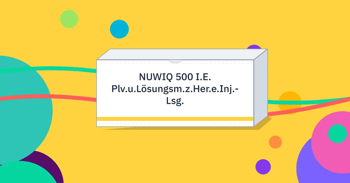 Symbolbild: Packung mit der Aufschrift NUWIQ 500 I.E. Plv.u.Lösungsm.z.Her.e.Inj.-Lsg. (PZN 10538137) – Verfügbarkeit und Bezug in Apotheken in Frankfurt am Main