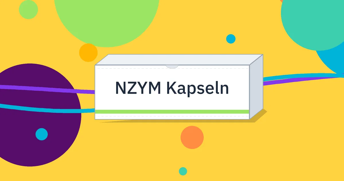 Symbolbild: Packung mit der Aufschrift NZYM Kapseln (PZN 16314982) – Verfügbarkeit und Bezug in Apotheken in Frankfurt am Main