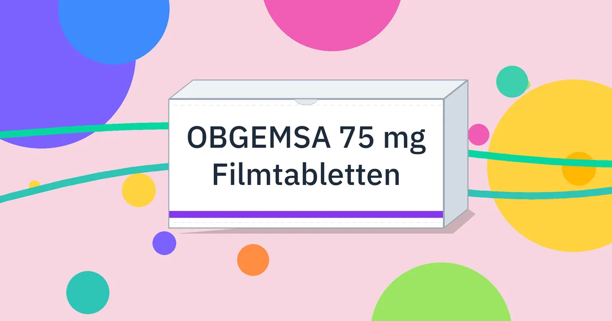 Symbolbild: Packung mit der Aufschrift OBGEMSA 75 mg Filmtabletten (PZN 19171112) – Verfügbarkeit und Bezug in Apotheken in Frankfurt am Main