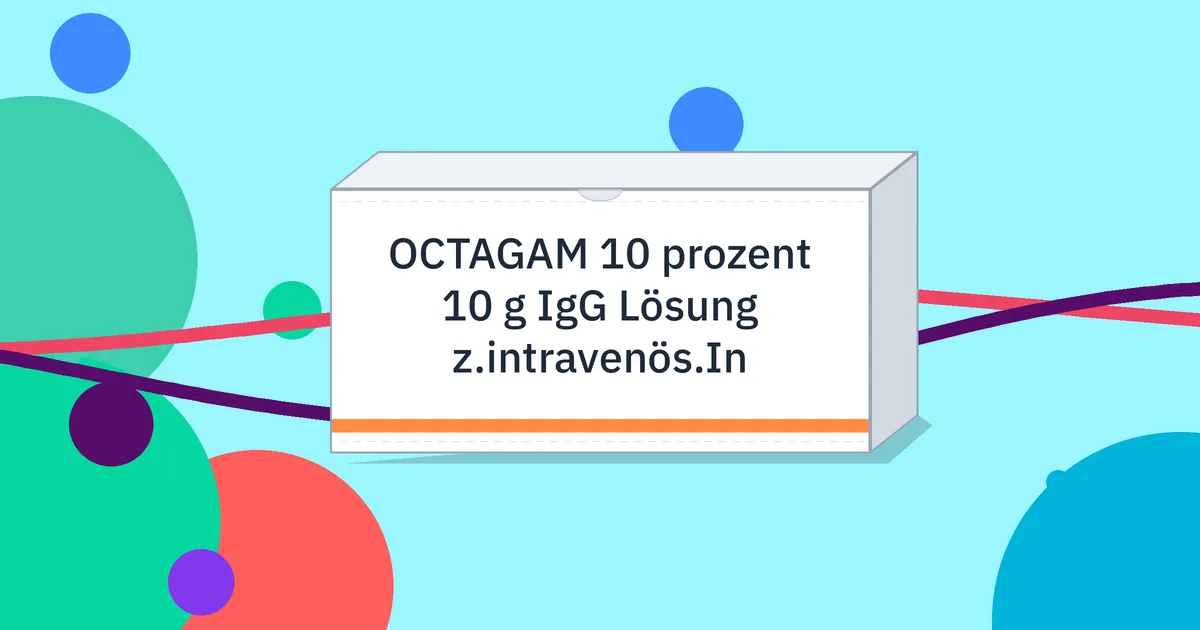 Symbolbild: Packung mit der Aufschrift OCTAGAM 10 prozent 10 g IgG Lösung z.intravenös.In (PZN 01128386) – Verfügbarkeit und Bezug in Apotheken in Frankfurt am Main