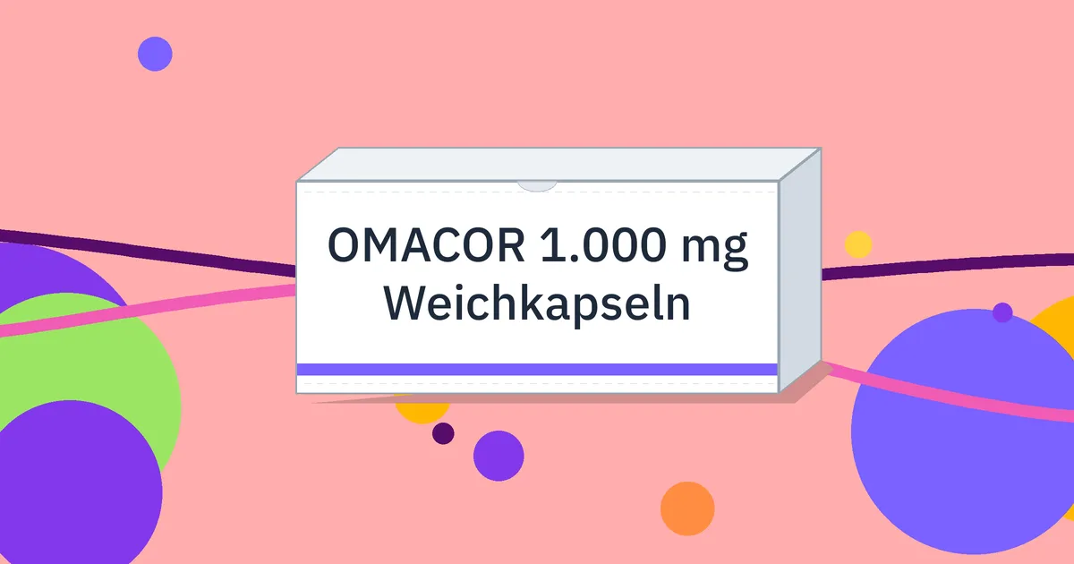 Symbolbild: Packung mit der Aufschrift OMACOR 1.000 mg Weichkapseln (PZN 03249148) – Verfügbarkeit und Bezug in Apotheken in Frankfurt am Main