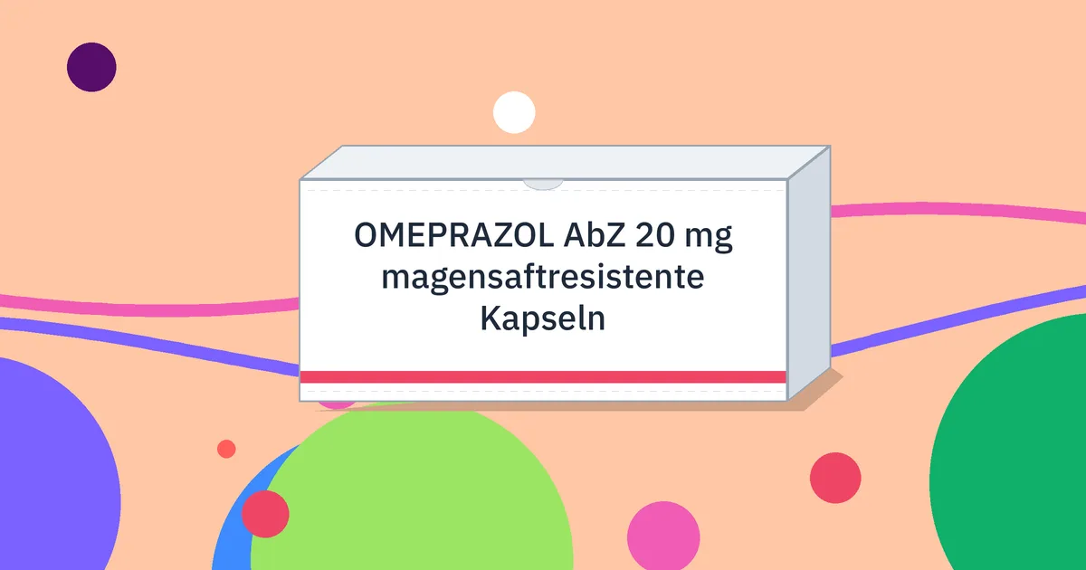 Symbolbild: Packung mit der Aufschrift OMEPRAZOL AbZ 20 mg magensaftresistente Kapseln (PZN 04102306) – Verfügbarkeit und Bezug in Apotheken in Frankfurt am Main