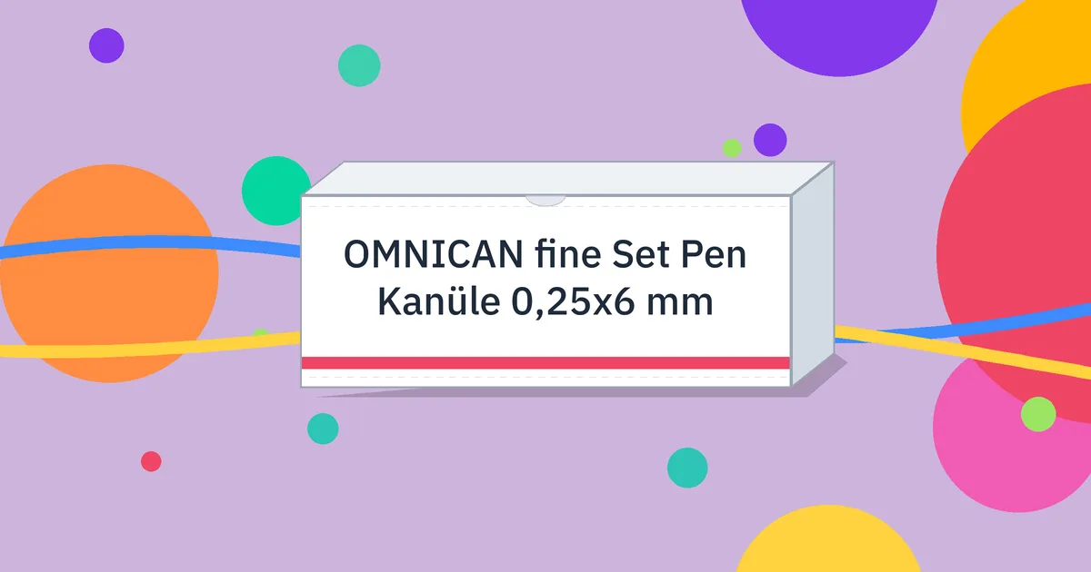 Symbolbild: Packung mit der Aufschrift OMNICAN fine Set Pen Kanüle 0,25x6 mm (PZN 05893793) – Verfügbarkeit und Bezug in Apotheken in Frankfurt am Main