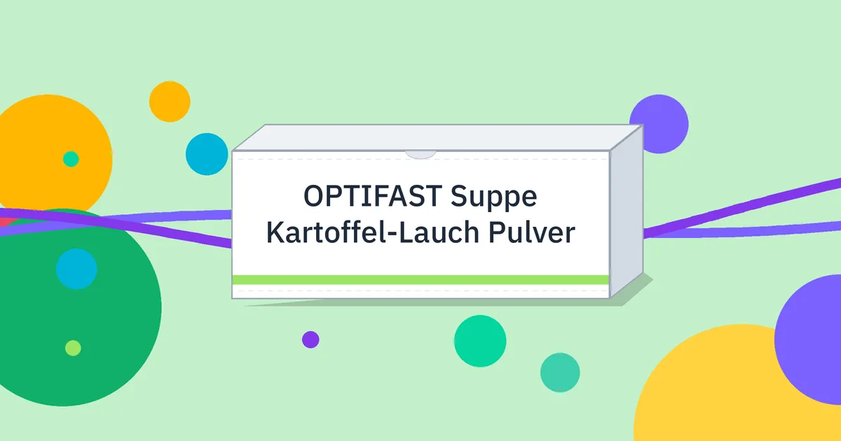 Symbolbild: Packung mit der Aufschrift OPTIFAST Suppe Kartoffel-Lauch Pulver (PZN 16016138) – Verfügbarkeit und Bezug in Apotheken in Frankfurt am Main