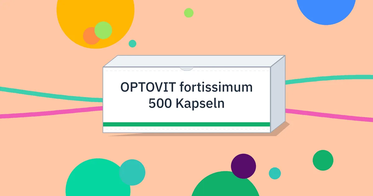 Symbolbild: Packung mit der Aufschrift OPTOVIT fortissimum 500 Kapseln (PZN 07136234) – Verfügbarkeit und Bezug in Apotheken in Frankfurt am Main