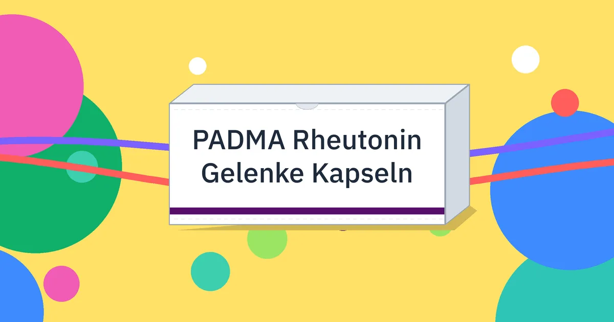 Symbolbild: Packung mit der Aufschrift PADMA Rheutonin Gelenke Kapseln (PZN 12645736) – Verfügbarkeit und Bezug in Apotheken in Frankfurt am Main