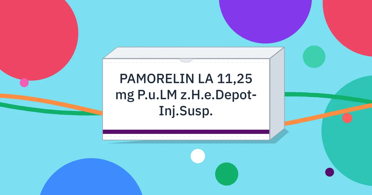Symbolbild: Packung mit der Aufschrift PAMORELIN LA 11,25 mg P.u.LM z.H.e.Depot-Inj.Susp. (PZN 18883483) – Verfügbarkeit und Bezug in Apotheken in Frankfurt am Main