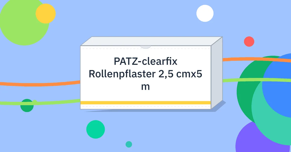 Symbolbild: Packung mit der Aufschrift PATZ-clearfix Rollenpflaster 2,5 cmx5 m (PZN 06813603) – Verfügbarkeit und Bezug in Apotheken in Frankfurt am Main