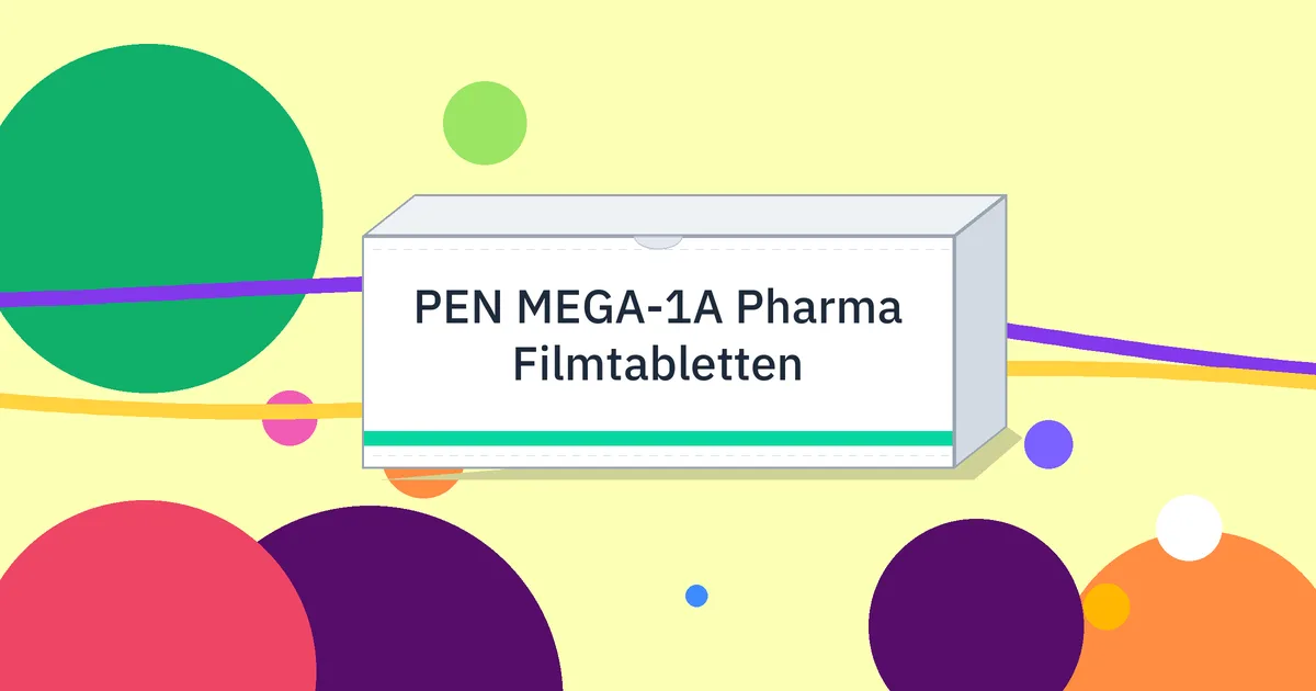 Symbolbild: Packung mit der Aufschrift PEN MEGA-1A Pharma Filmtabletten (PZN 00658863) – Verfügbarkeit und Bezug in Apotheken in Frankfurt am Main