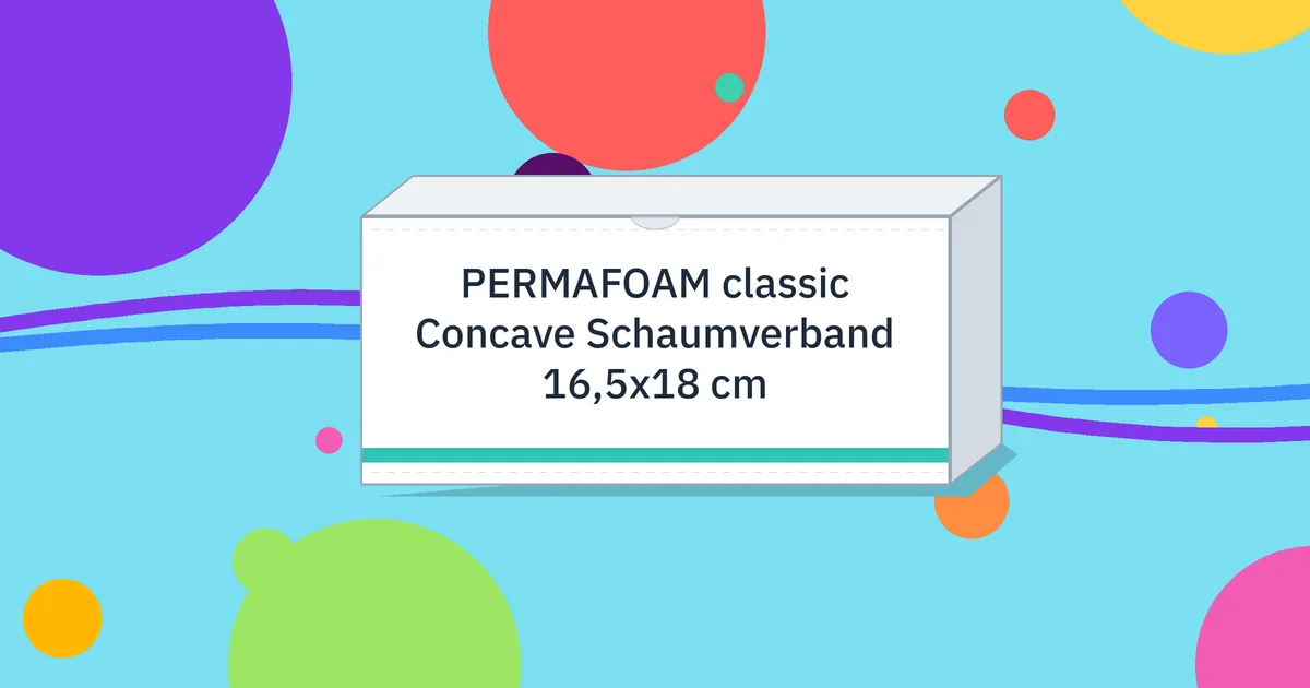 Symbolbild: Packung mit der Aufschrift PERMAFOAM classic Concave Schaumverband 16,5x18 cm (PZN 18804420) – Verfügbarkeit und Bezug in Apotheken in Frankfurt am Main