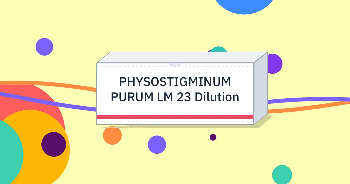 Symbolbild: Packung mit der Aufschrift PHYSOSTIGMINUM PURUM LM 23 Dilution (PZN 13035951) – Verfügbarkeit und Bezug in Apotheken in Frankfurt am Main