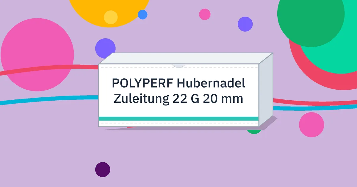 Symbolbild: Packung mit der Aufschrift POLYPERF Hubernadel Zuleitung 22 G 20 mm (PZN 14322368) – Verfügbarkeit und Bezug in Apotheken in Frankfurt am Main