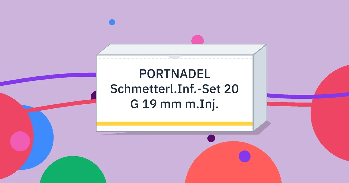 Symbolbild: Packung mit der Aufschrift PORTNADEL Schmetterl.Inf.-Set 20 G 19 mm m.Inj. (PZN 02756162) – Verfügbarkeit und Bezug in Apotheken in Frankfurt am Main