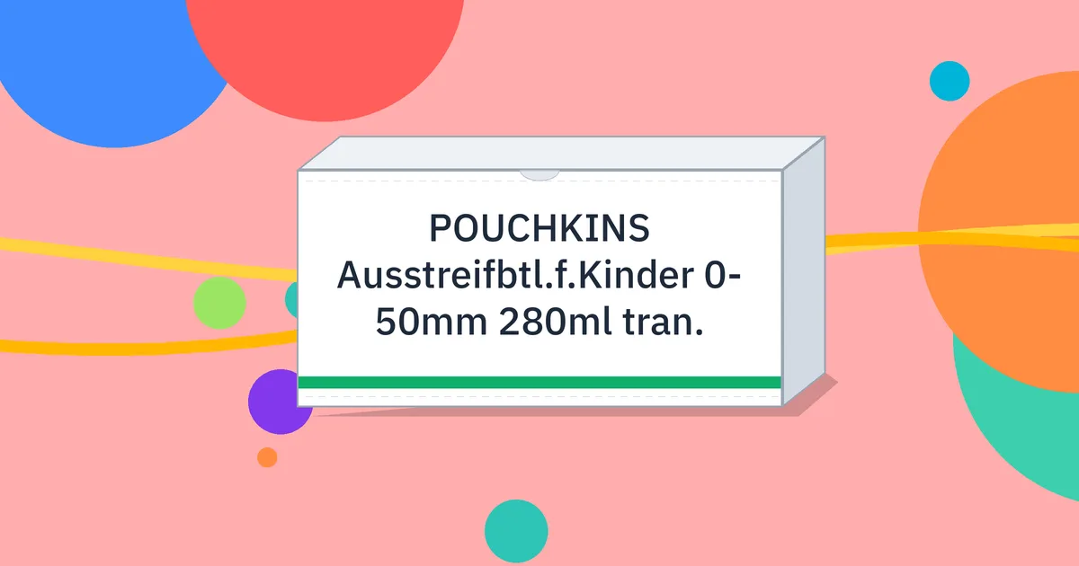 Symbolbild: Packung mit der Aufschrift POUCHKINS Ausstreifbtl.f.Kinder 0-50mm 280ml tran. (PZN 00756620) – Verfügbarkeit und Bezug in Apotheken in Frankfurt am Main