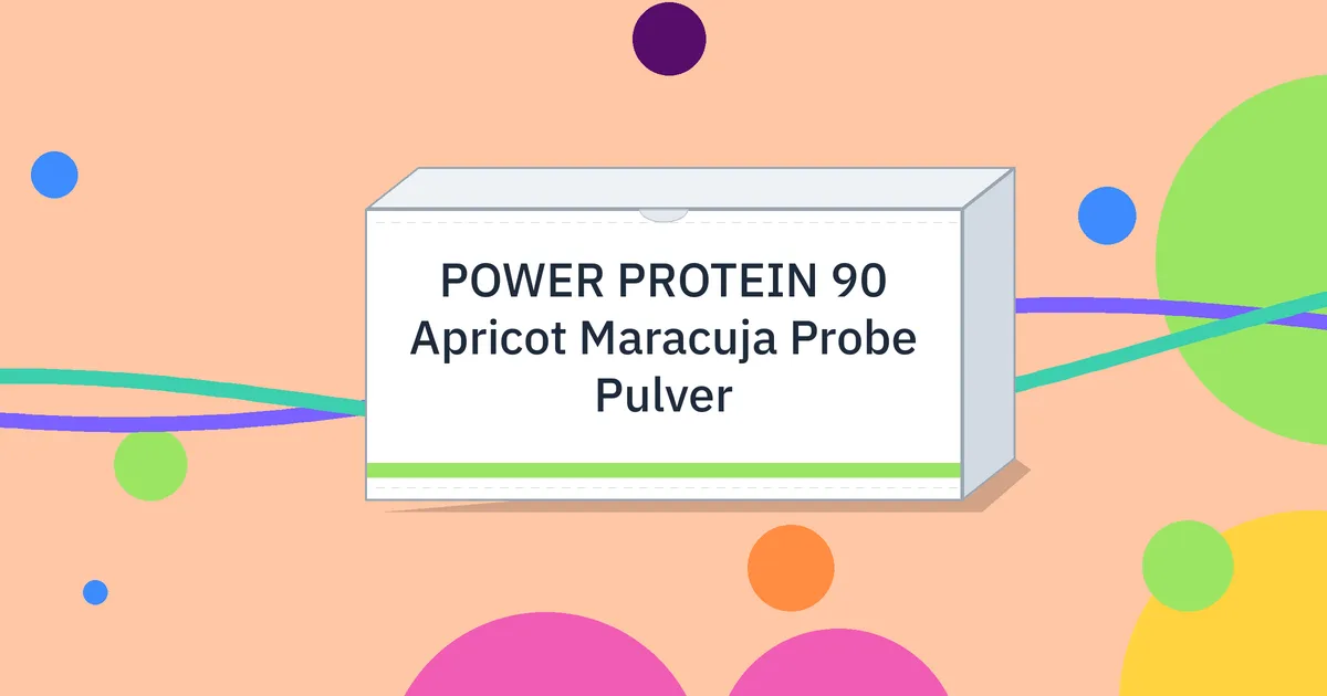 Symbolbild: Packung mit der Aufschrift POWER PROTEIN 90 Apricot Maracuja Probe Pulver (PZN 11156225) – Verfügbarkeit und Bezug in Apotheken in Frankfurt am Main