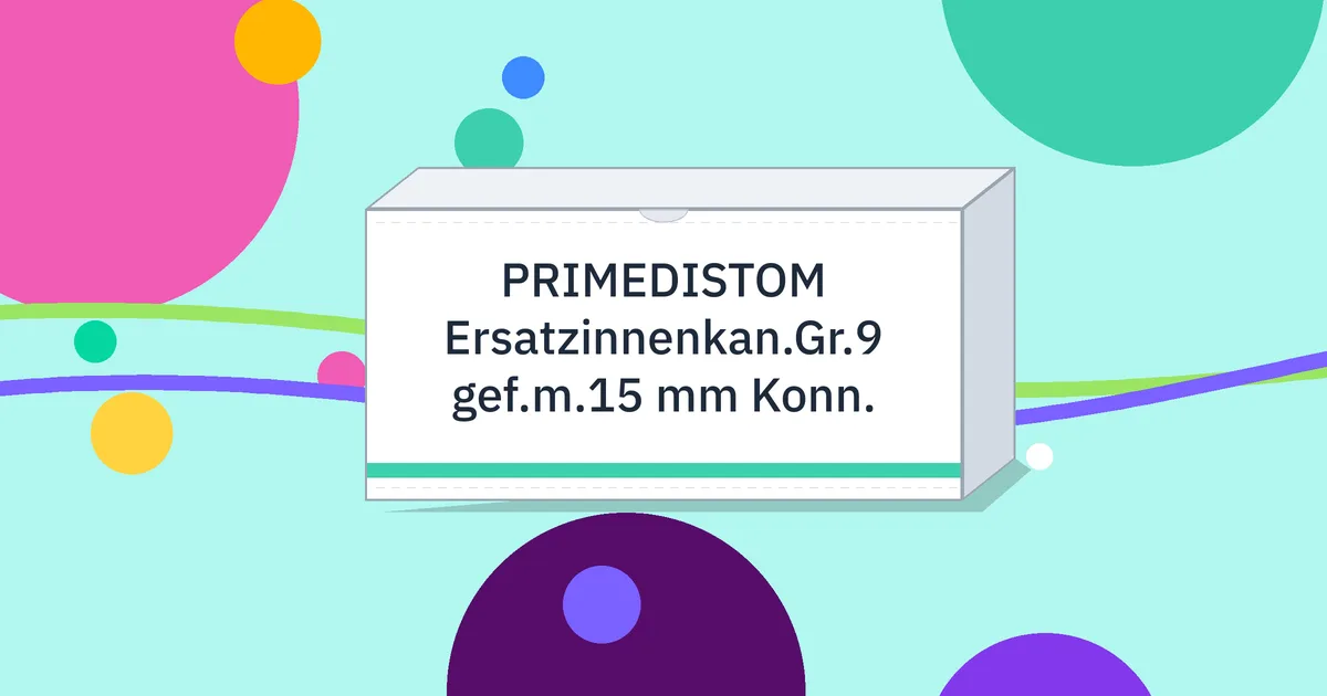 Symbolbild: Packung mit der Aufschrift PRIMEDISTOM Ersatzinnenkan.Gr.9 gef.m.15 mm Konn. (PZN 10257645) – Verfügbarkeit und Bezug in Apotheken in Frankfurt am Main