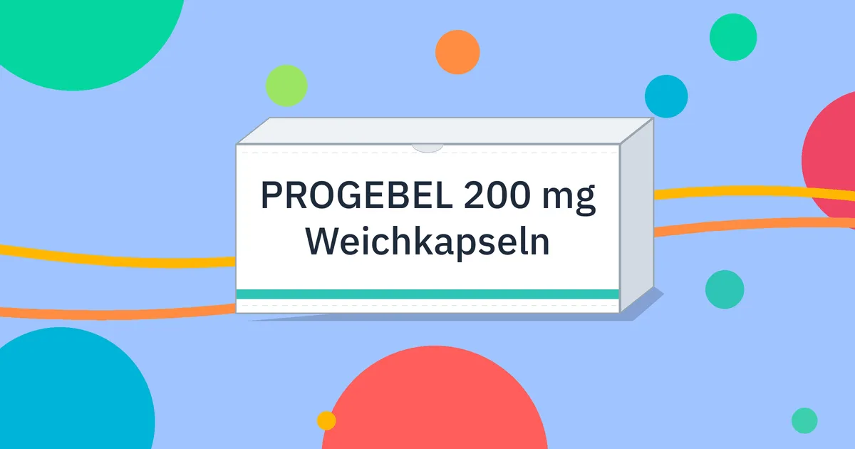 Symbolbild: Packung mit der Aufschrift PROGEBEL 200 mg Weichkapseln (PZN 20168121) – Verfügbarkeit und Bezug in Apotheken in Frankfurt am Main