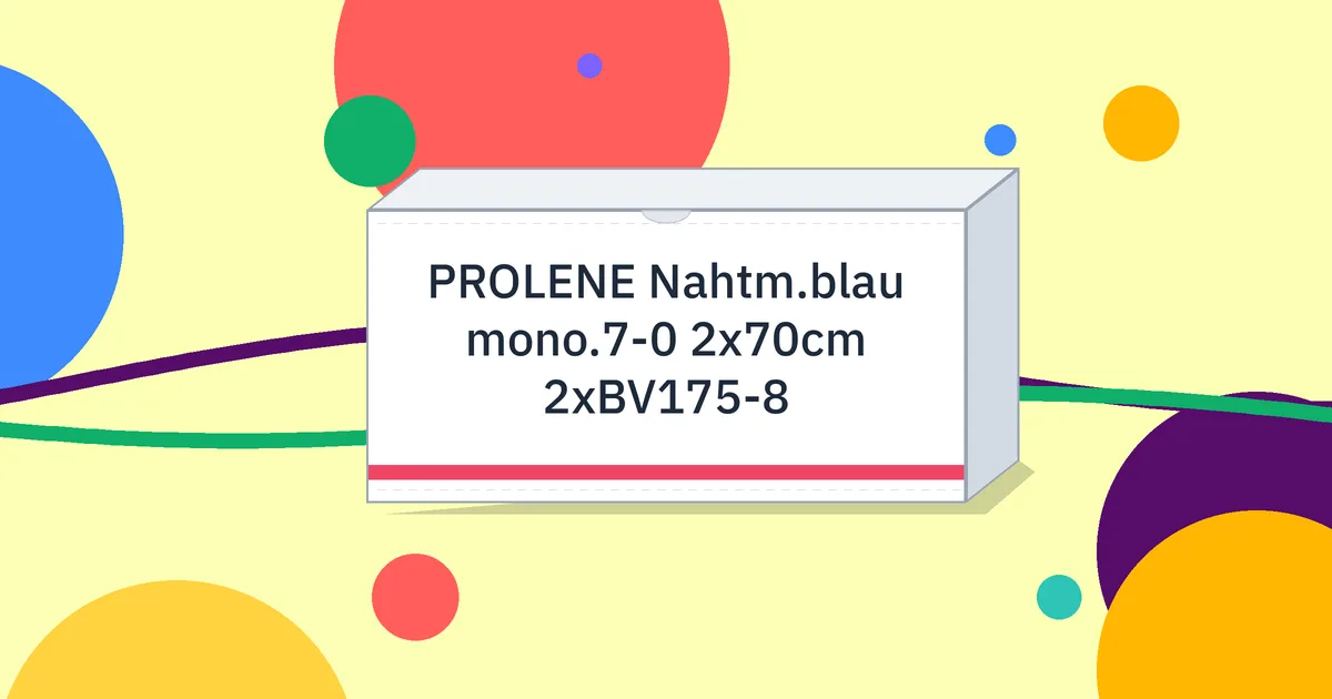 Symbolbild: Packung mit der Aufschrift PROLENE Nahtm.blau mono.7-0 2x70cm 2xBV175-8 (PZN 20891159) – Verfügbarkeit und Bezug in Apotheken in Frankfurt am Main