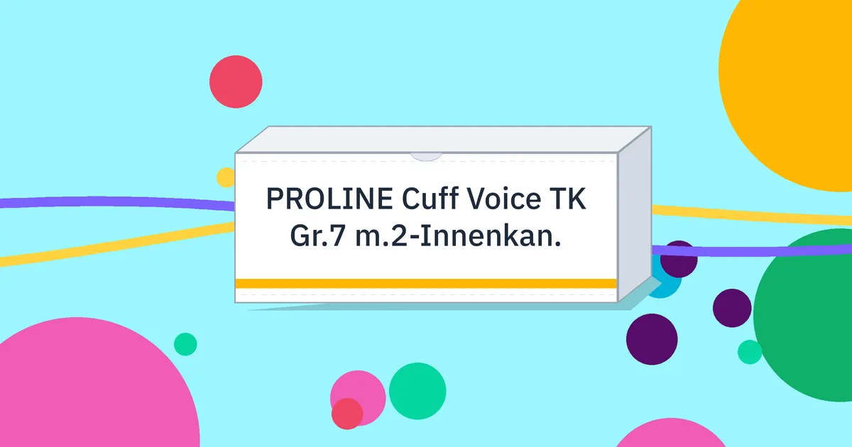 Symbolbild: Packung mit der Aufschrift PROLINE Cuff Voice TK Gr.7 m.2-Innenkan. (PZN 16148265) – Verfügbarkeit und Bezug in Apotheken in Frankfurt am Main