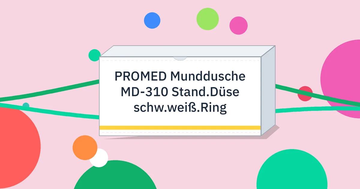 Symbolbild: Packung mit der Aufschrift PROMED Munddusche MD-310 Stand.Düse schw.weiß.Ring (PZN 20843551) – Verfügbarkeit und Bezug in Apotheken in Frankfurt am Main