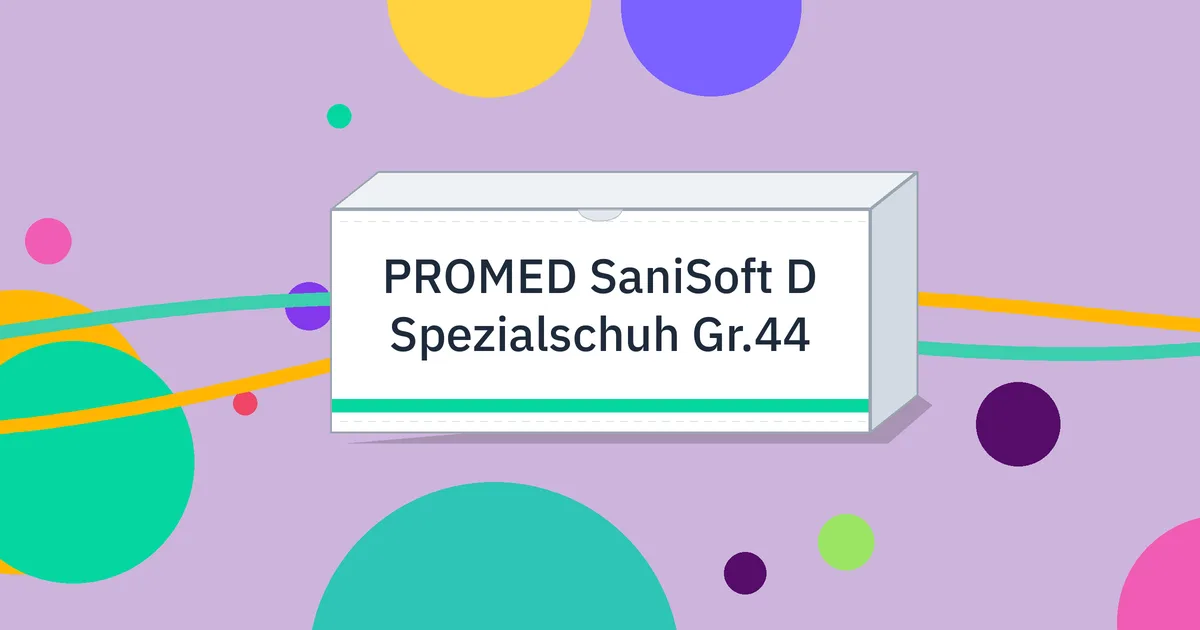 Symbolbild: Packung mit der Aufschrift PROMED SaniSoft D Spezialschuh Gr.44 (PZN 05482239) – Verfügbarkeit und Bezug in Apotheken in Frankfurt am Main