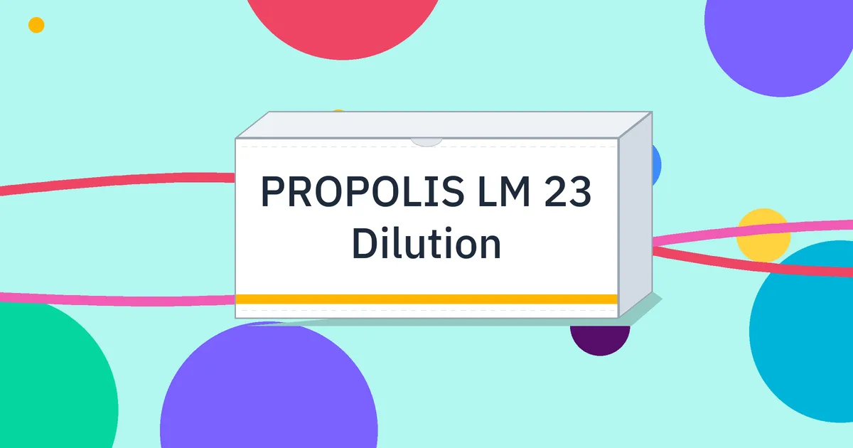 Symbolbild: Packung mit der Aufschrift PROPOLIS LM 23 Dilution (PZN 13044743) – Verfügbarkeit und Bezug in Apotheken in Frankfurt am Main