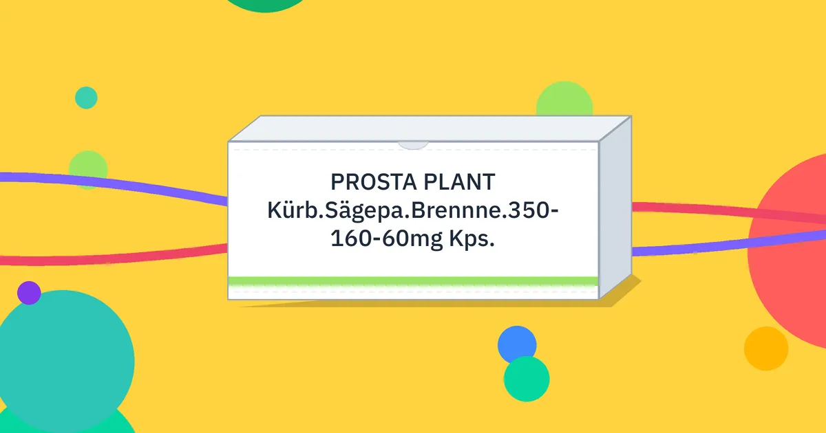 Symbolbild: Packung mit der Aufschrift PROSTA PLANT Kürb.Sägepa.Brennne.350-160-60mg Kps. (PZN 16350995) – Verfügbarkeit und Bezug in Apotheken in Frankfurt am Main