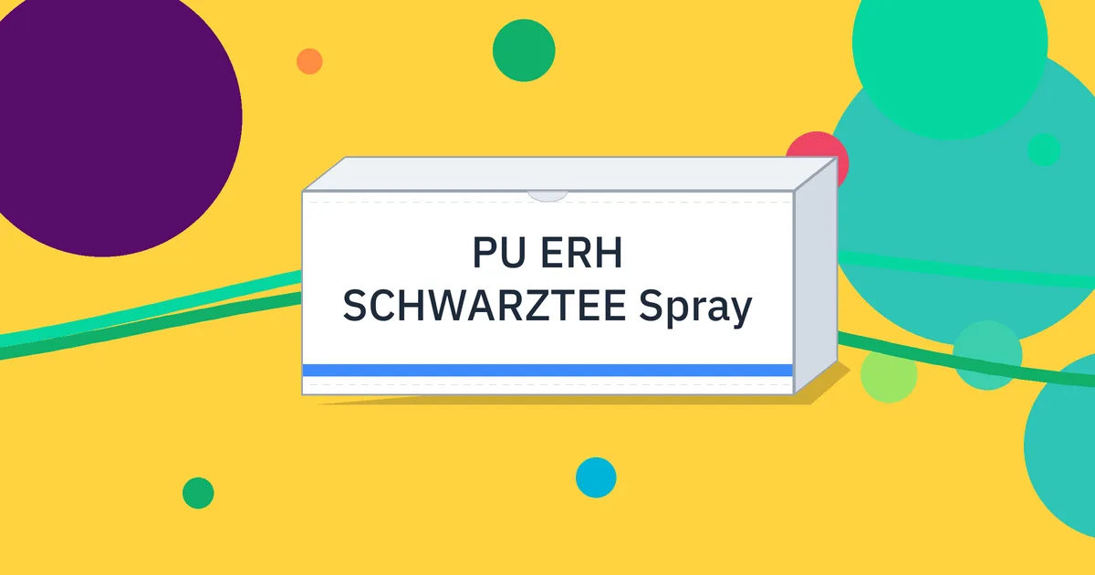 Symbolbild: Packung mit der Aufschrift PU ERH SCHWARZTEE Spray (PZN 15893759) – Verfügbarkeit und Bezug in Apotheken in Frankfurt am Main
