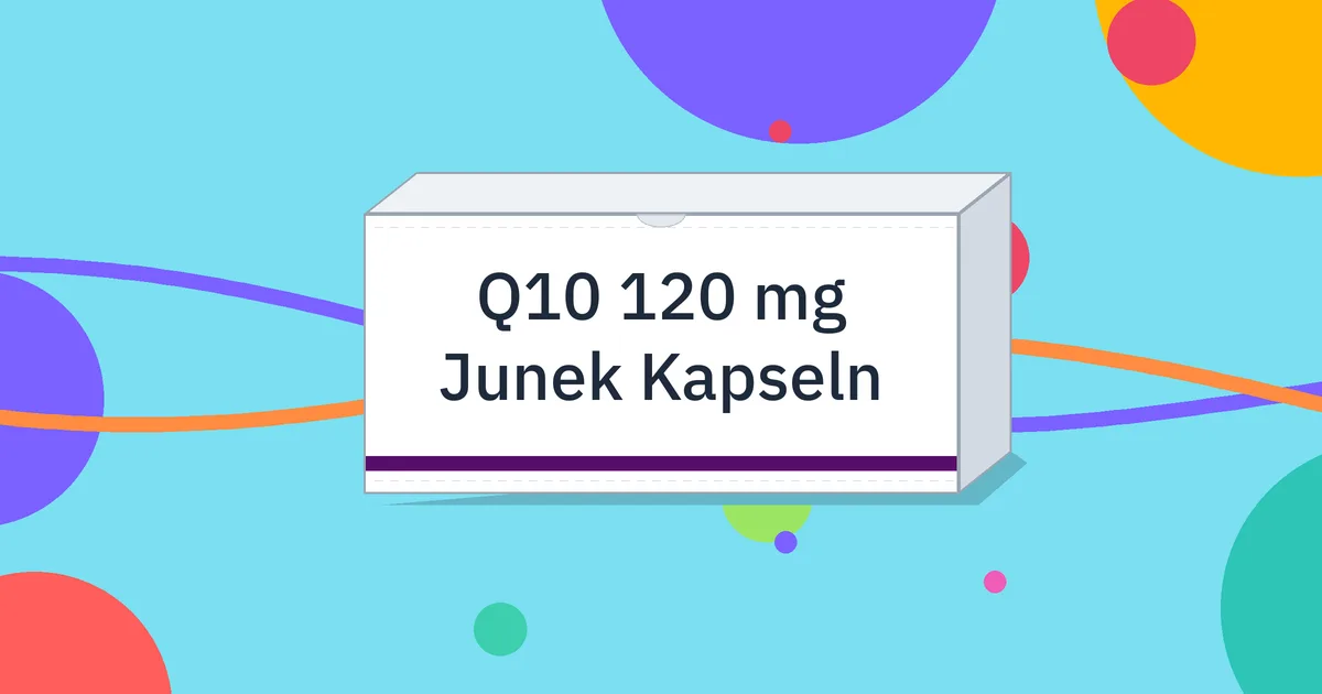 Symbolbild: Packung mit der Aufschrift Q10 120 mg Junek Kapseln (PZN 09720546) – Verfügbarkeit und Bezug in Apotheken in Frankfurt am Main