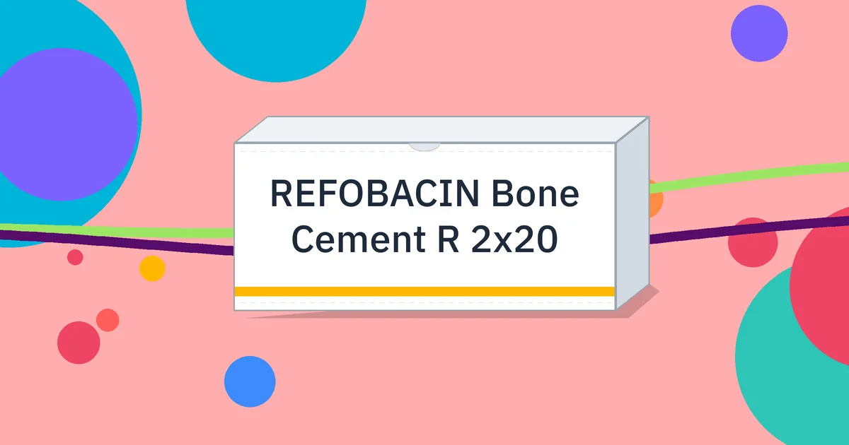 Symbolbild: Packung mit der Aufschrift REFOBACIN Bone Cement R 2x20 (PZN 14161310) – Verfügbarkeit und Bezug in Apotheken in Frankfurt am Main