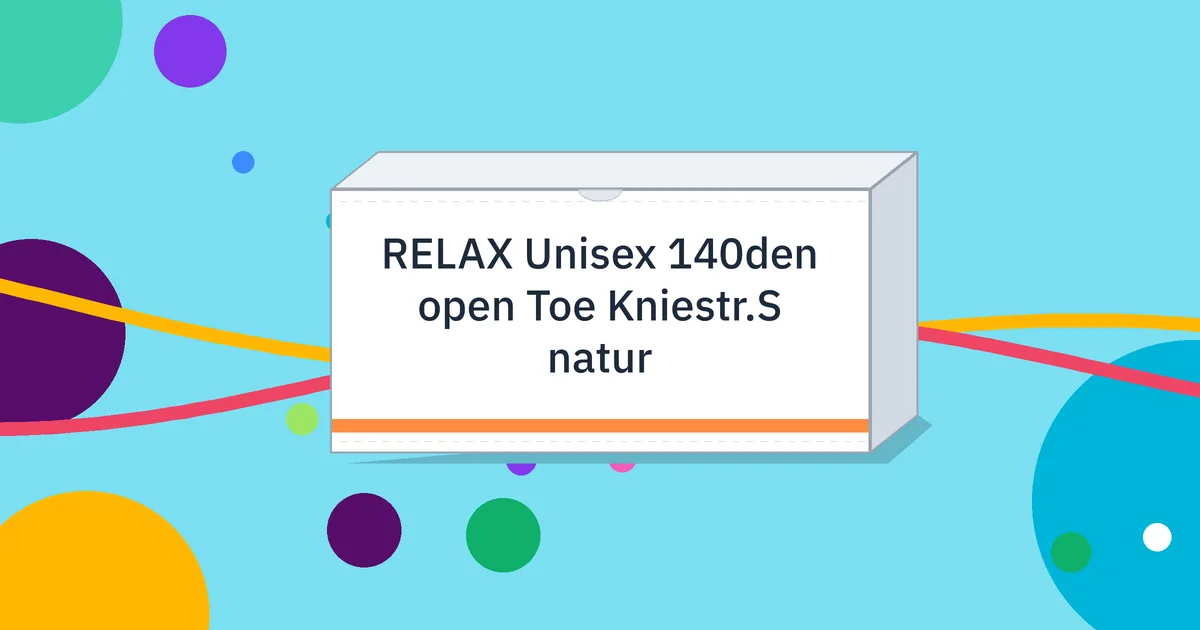 Symbolbild: Packung mit der Aufschrift RELAX Unisex 140den open Toe Kniestr.S natur (PZN 16190089) – Verfügbarkeit und Bezug in Apotheken in Frankfurt am Main