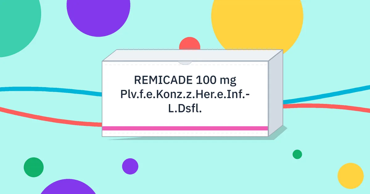 Symbolbild: Packung mit der Aufschrift REMICADE 100 mg Plv.f.e.Konz.z.Her.e.Inf.-L.Dsfl. (PZN 18104125) – Verfügbarkeit und Bezug in Apotheken in Frankfurt am Main