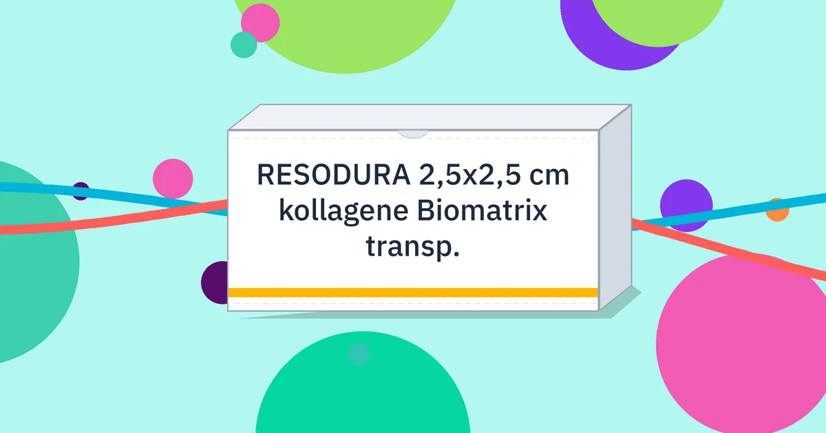 Symbolbild: Packung mit der Aufschrift RESODURA 2,5x2,5 cm kollagene Biomatrix transp. (PZN 12894480) – Verfügbarkeit und Bezug in Apotheken in Frankfurt am Main
