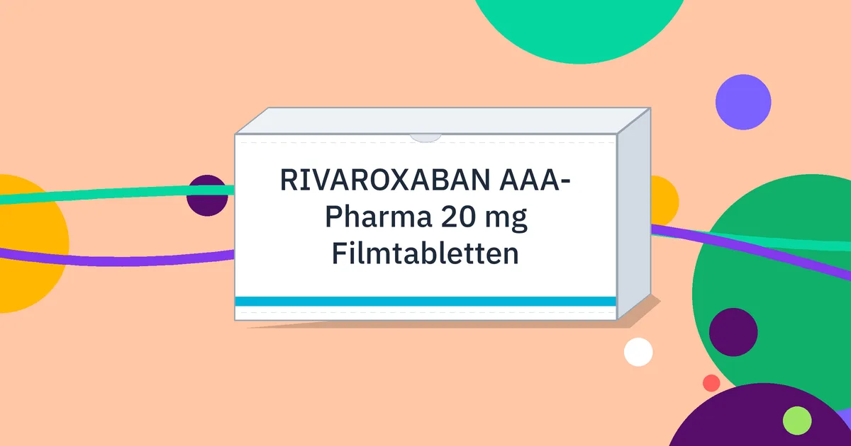 Symbolbild: Packung mit der Aufschrift RIVAROXABAN AAA-Pharma 20 mg Filmtabletten (PZN 19460388) – Verfügbarkeit und Bezug in Apotheken in Frankfurt am Main