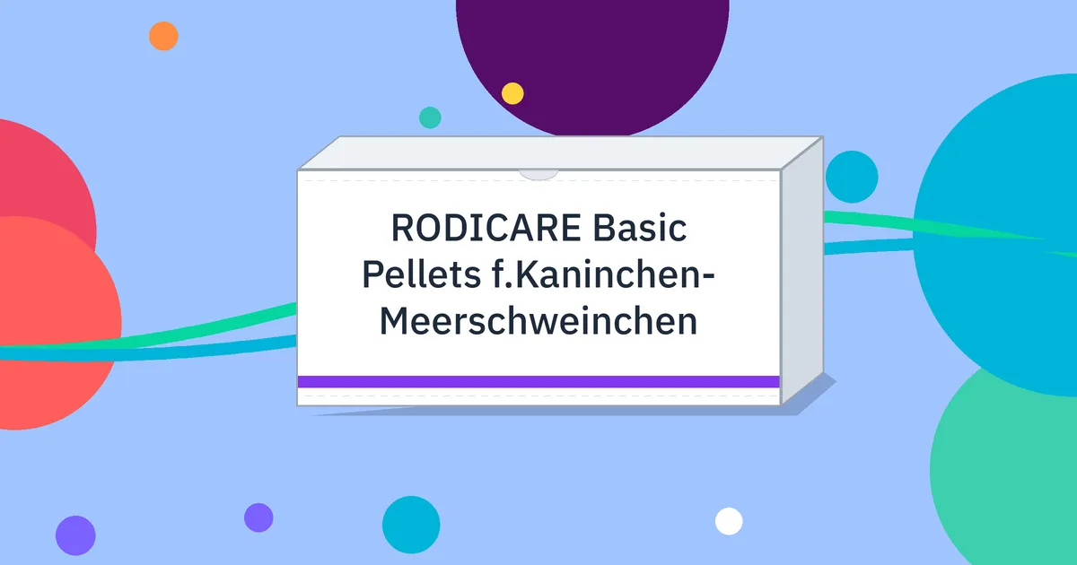 Symbolbild: Packung mit der Aufschrift RODICARE Basic Pellets f.Kaninchen-Meerschweinchen (PZN 11714464) – Verfügbarkeit und Bezug in Apotheken in Frankfurt am Main
