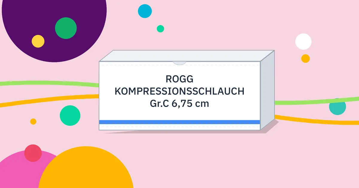 Symbolbild: Packung mit der Aufschrift ROGG KOMPRESSIONSSCHLAUCH Gr.C 6,75 cm (PZN 05963246) – Verfügbarkeit und Bezug in Apotheken in Frankfurt am Main