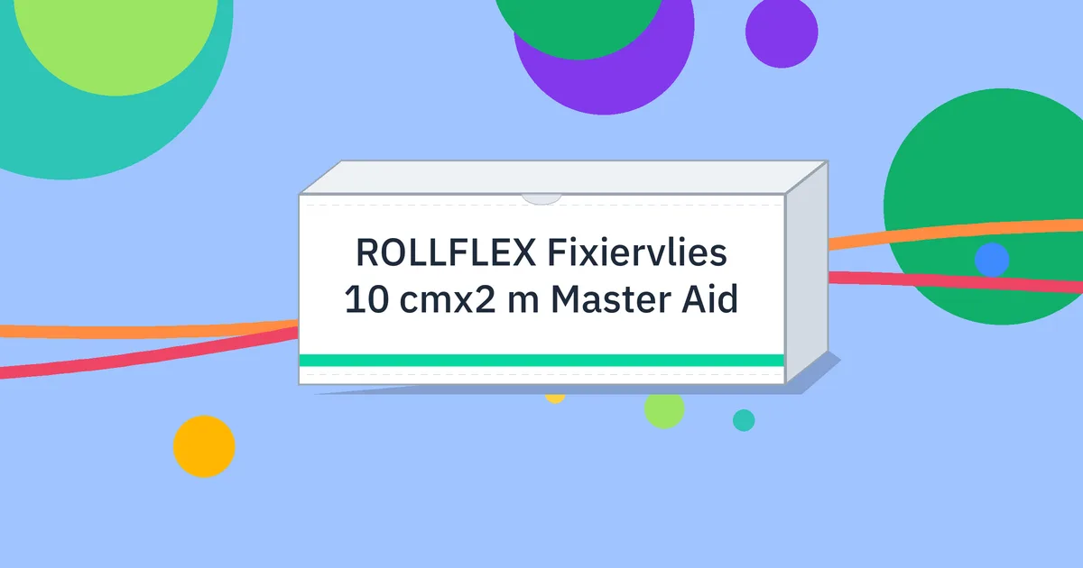 Symbolbild: Packung mit der Aufschrift ROLLFLEX Fixiervlies 10 cmx2 m Master Aid (PZN 07708162) – Verfügbarkeit und Bezug in Apotheken in Frankfurt am Main