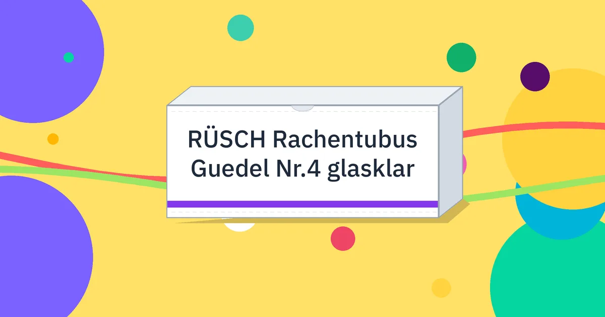 Symbolbild: Packung mit der Aufschrift RÜSCH Rachentubus Guedel Nr.4 glasklar (PZN 03651353) – Verfügbarkeit und Bezug in Apotheken in Frankfurt am Main
