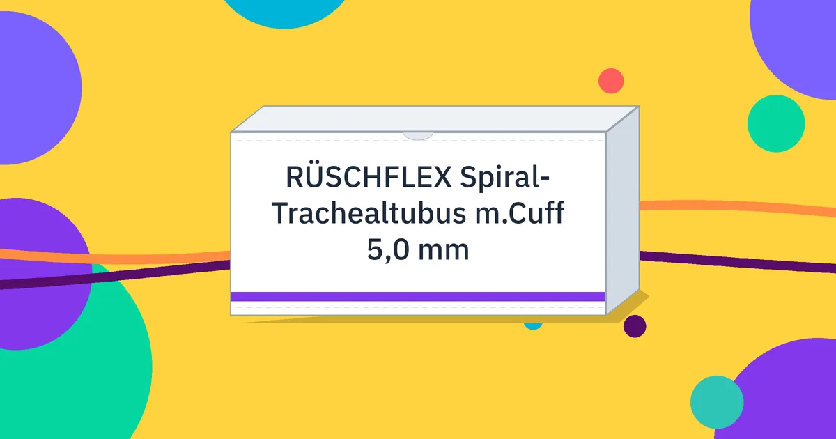 Symbolbild: Packung mit der Aufschrift RÜSCHFLEX Spiral-Trachealtubus m.Cuff 5,0 mm (PZN 12463685) – Verfügbarkeit und Bezug in Apotheken in Frankfurt am Main