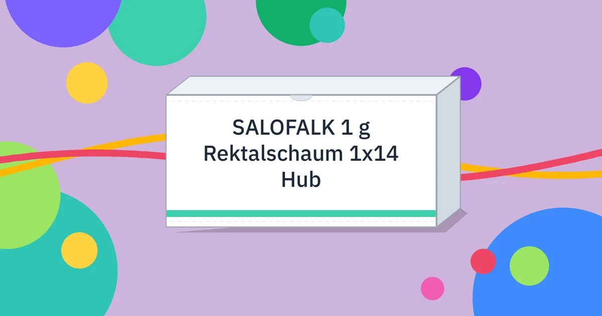 Symbolbild: Packung mit der Aufschrift SALOFALK 1 g Rektalschaum 1x14 Hub (PZN 01265723) – Verfügbarkeit und Bezug in Apotheken in Frankfurt am Main