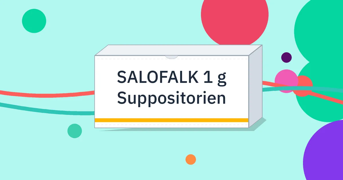 Symbolbild: Packung mit der Aufschrift SALOFALK 1 g Suppositorien (PZN 12367823) – Verfügbarkeit und Bezug in Apotheken in Frankfurt am Main
