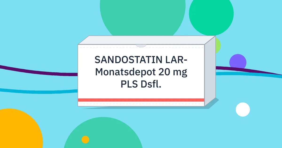 Symbolbild: Packung mit der Aufschrift SANDOSTATIN LAR-Monatsdepot 20 mg PLS Dsfl. (PZN 04927461) – Verfügbarkeit und Bezug in Apotheken in Frankfurt am Main